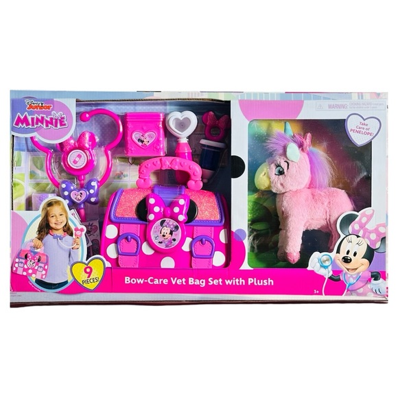 Disney | Toys | Disney Junior Minnie Mouse Bow Care Vet Bag Set With ...